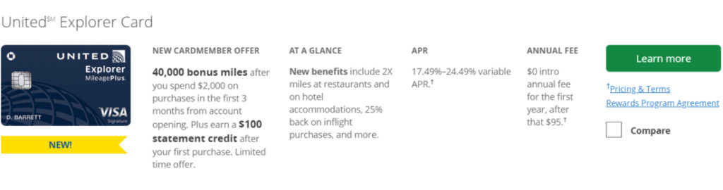 New United Explorer Credit Card Now Available